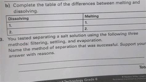 B Complete The Table Of The Differences Studyx
