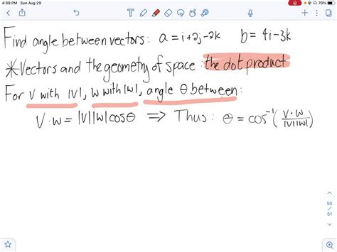 Solvedfind The Angle Between The Vectors First Find An Exact