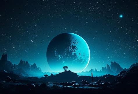 Uranus In Sky At Night Background Asset Game 2d Futuristic Generative