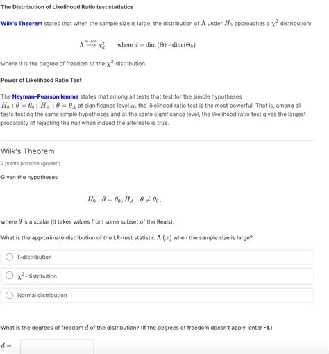 [solved] Likelihood Ratio Test The Likelihood Ratio Test Can Be Applied To A Course Hero