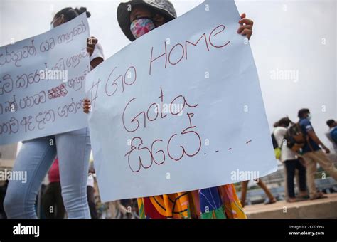 Sri Lankan People Protested On April 12 2022 In Front Of The