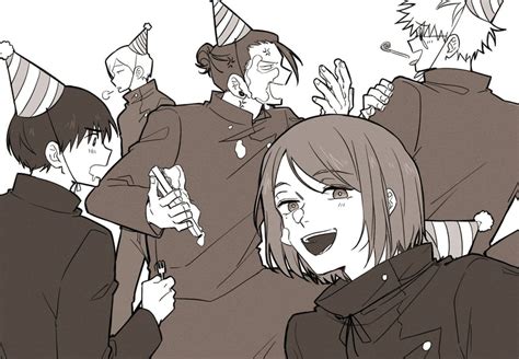Gojou Satoru Nanami Kento Getou Suguru Ieiri Shoko And Haibara Yu Jujutsu Kaisen Drawn By