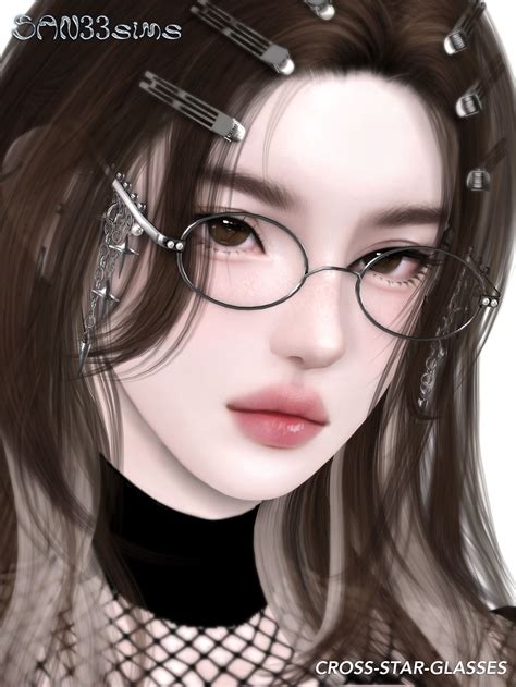 【333】cross Star Glasses San33 Sims 4 Cc Makeup Sims Mods Sims 4