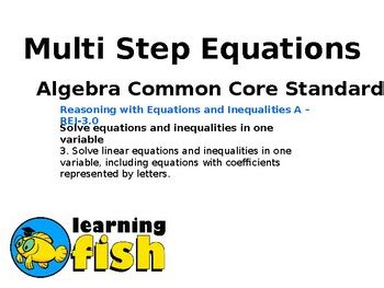 Multistep Equations Lesson PowerPoint By Learning Fish Math TPT