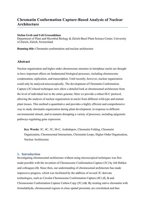 Pdf Chromatin Conformation Capture Based Analysis Of Nuclear Architecture