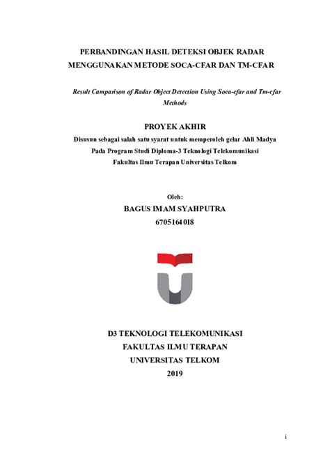 Pdf Perbandingan Hasil Deteksi Objek Radar Menggunakan Metode Soca