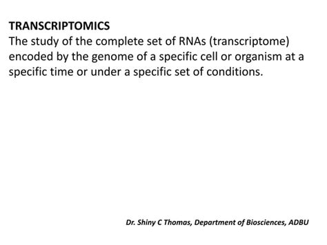 Transcriptomics Techniqes Applications Pdf