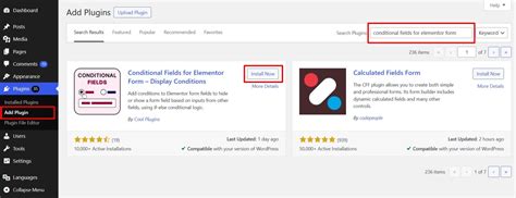 Download And Install Conditional Fields For Elementor Form