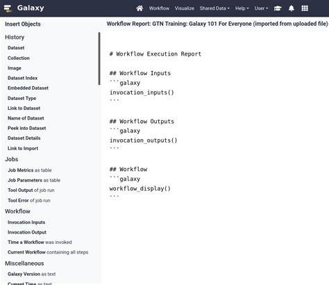 Hands On Workflow Reports Workflow Reports Using Galaxy And