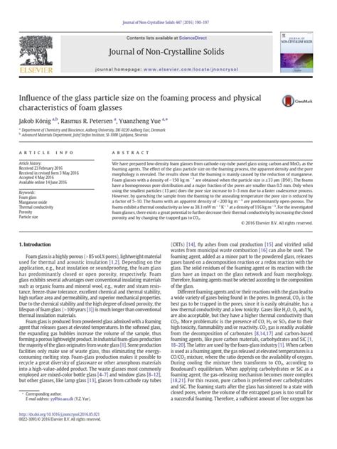 König Influence Of The Glass Particle Size On The Foaming Process And
