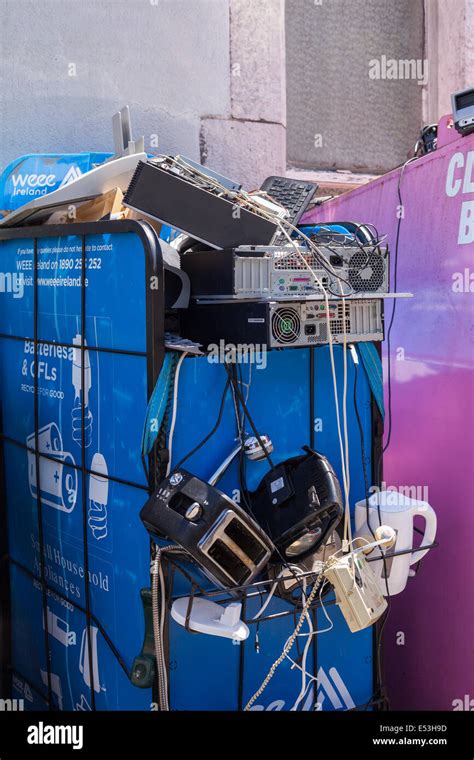 Recycling Of Old Electronic Goods Tv Kettle Toaster Computer Telephone At A Rubbish Dump On