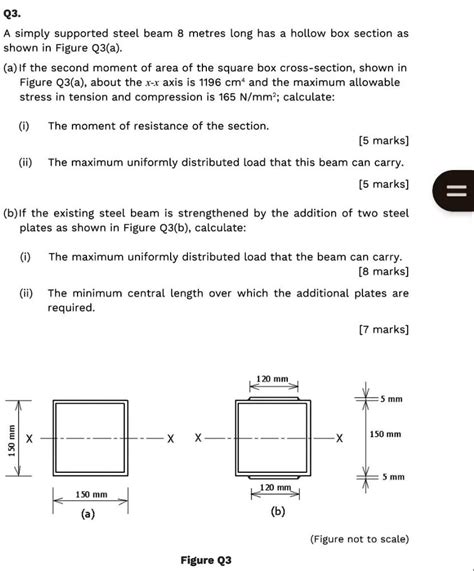 Q3 A Simply Supported Steel Beam 8 Metres Long Has A Hollow Box Section