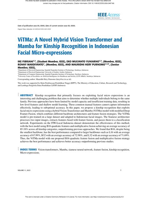 Pdf Vitma A Novel Hybrid Vision Transformer And Mamba For Kinship Recognition In Indonesian