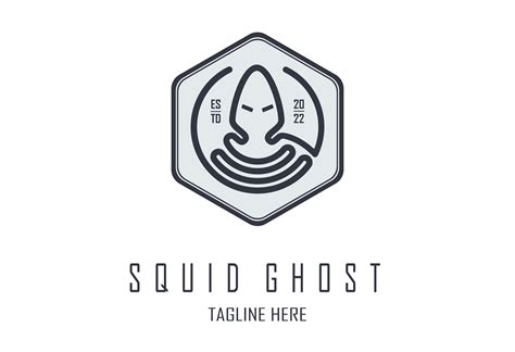 Squid Ghost Octopus Line Style Logo Graphic By Lordottori · Creative Fabrica