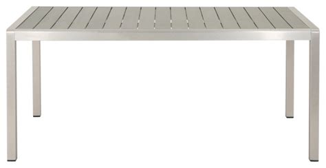 Coral Outdoor Aluminum Dining Table With Faux Wood Top Contemporary