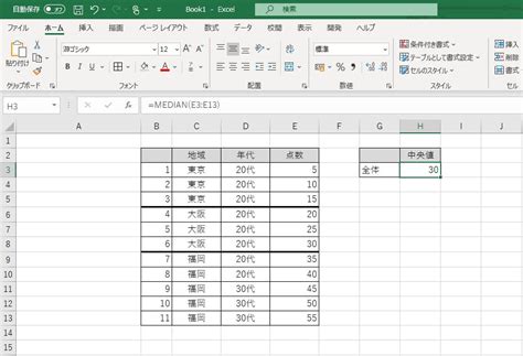Excelで複数条件の中央値を求める方法MEDIAN関数