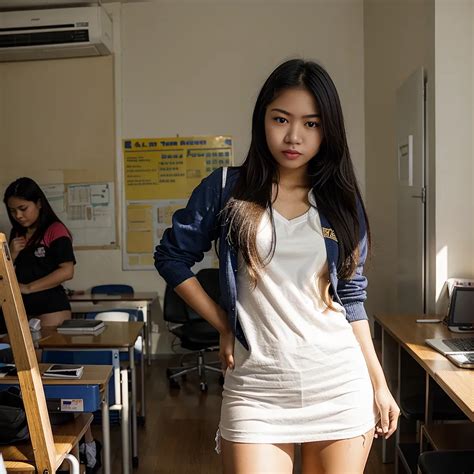 Cute Filipina Teen Girl Wearing Panty Spreading Legs At School