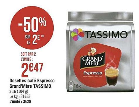 Promo Dosettes Café Espresso Grandmère Tassimo 50 Sur Le 2è Chez