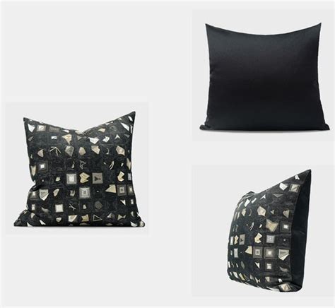 Abstract Black Decorative Throw Pillows Geomeric Contemporary Square