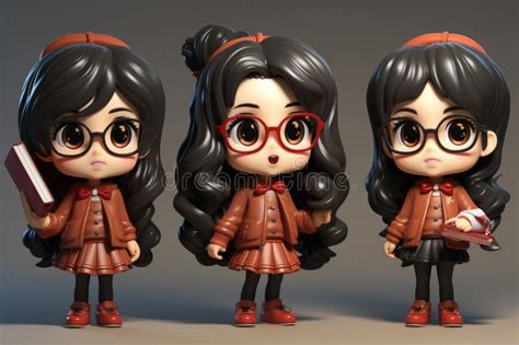 Un Conjunto De Tres Figuras De Dibujos Animados En Gafas Y Uniformes
