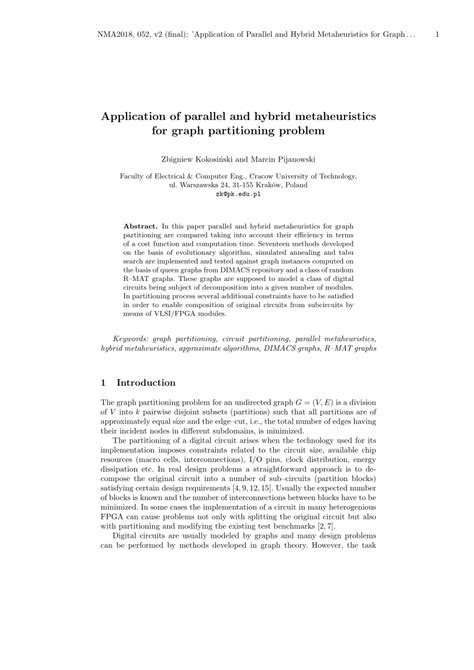 pdf application of parallel and hybrid metaheuristics for graph