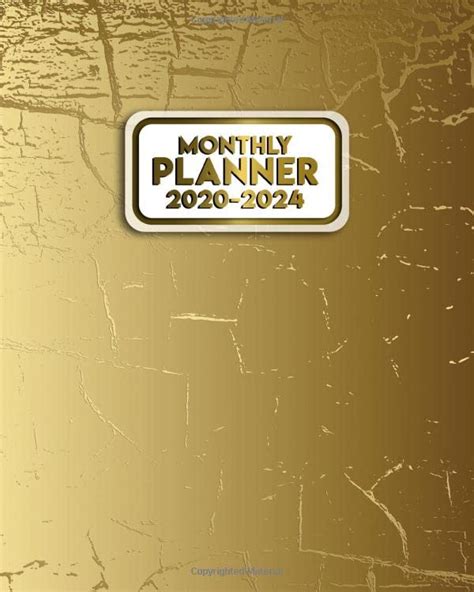 Monthly Planner 2020 2024 Beautiful Gold Cracked Marble Five Year
