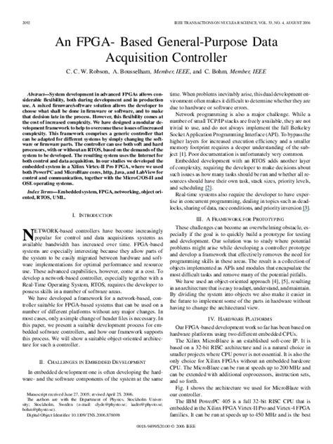 Pdf An Fpga Based General Purpose Data Acquisition Controller