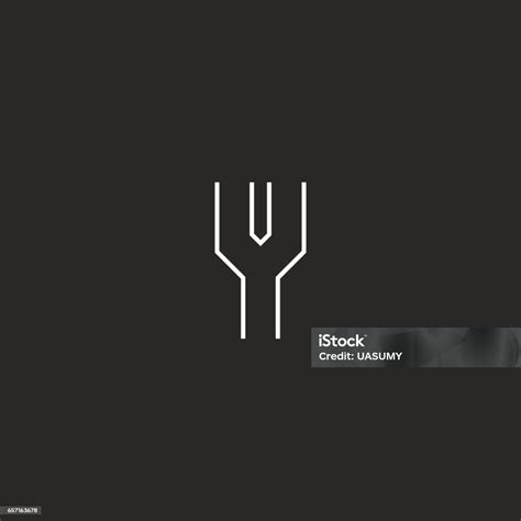 Y Letter Mockup Thin Line Outline Style Design Element Template