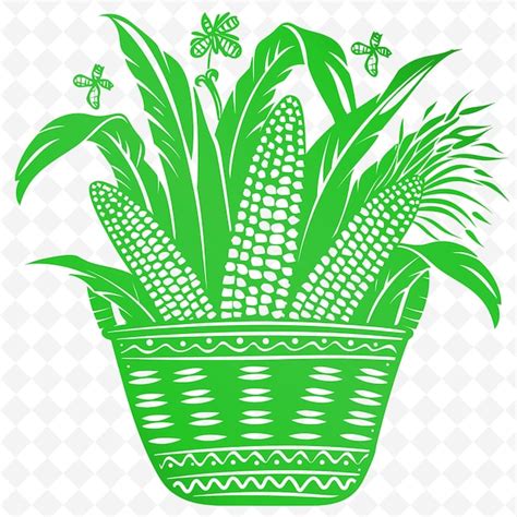 A Green Planter With Corn In It And Butterflies On The Top Premium Ai