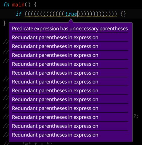 Duplicate Warnings About Redundant Parentheses Issue Intellij Rust Intellij Rust Github
