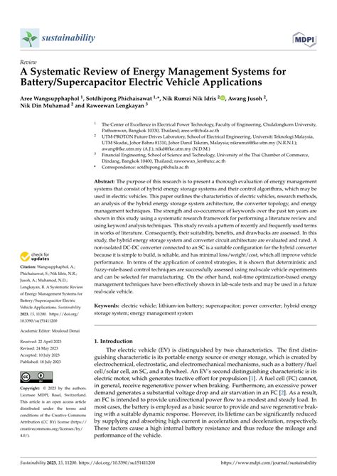 Pdf A Systematic Review Of Energy Management Systems For Battery