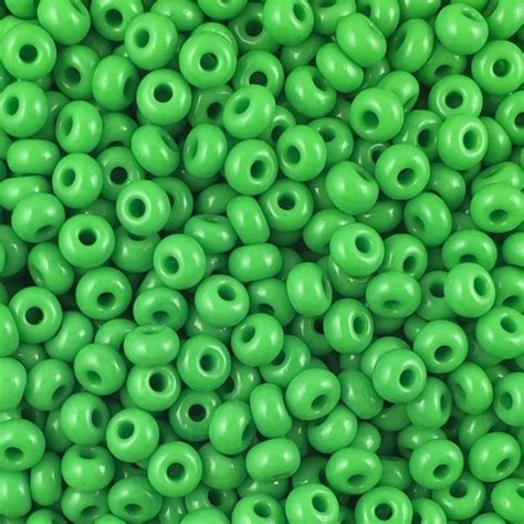 Czech Round Seed Beads Glass Opaque Green Choose Size