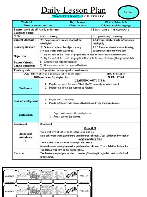 Year 2 Lesson Plan For Practicum Pdf Lesson Plan Communication
