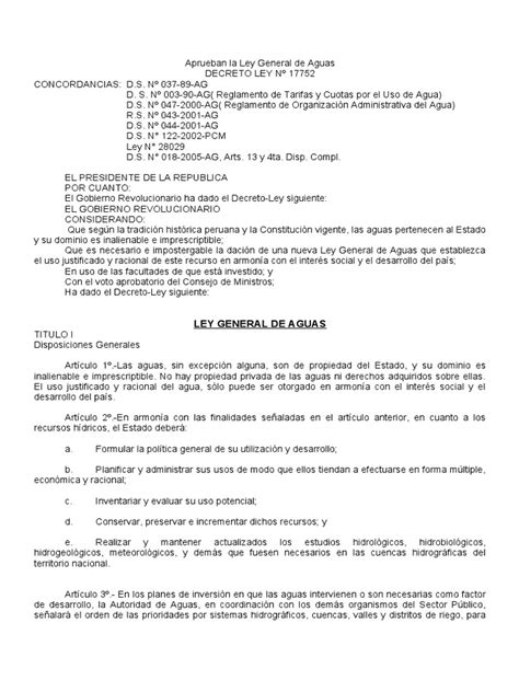 Ley General De Aguas Pdf Riego Agricultura