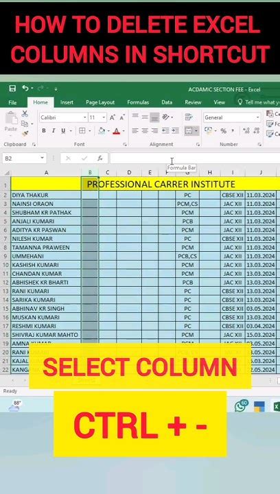 How To Delete Excel Columns In Shortcut 🔥 Excel Tips And Tricks Shorts