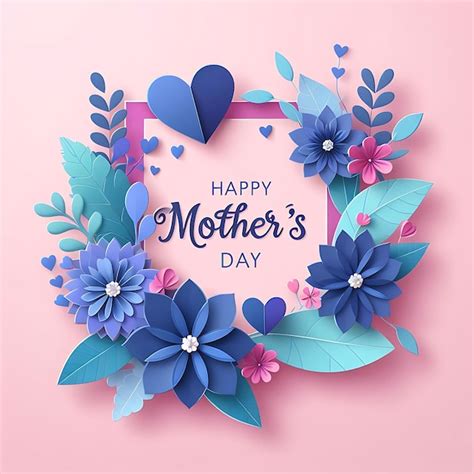 Premium Photo A Pink Background With Blue Flowers And A Greeting Card