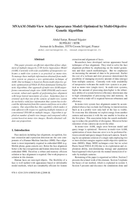 Pdf Mvaam Multi View Active Appearance Model Optimized By Multi Objective Genetic Algorithm