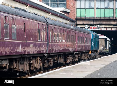 Class 40 Loco In Br Blue Colour Scheme With A Passenger Train On The East Lancs Railway Stock
