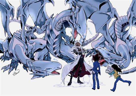 Mutou Yuugi Kaiba Seto Blue Eyes White Dragon And Kaiba Mokuba Yu