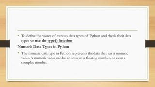 PYTHON DATA TYPE In Python Using V Pptx