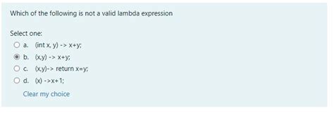 Solved Which Of The Following Is Not A Valid Lambda