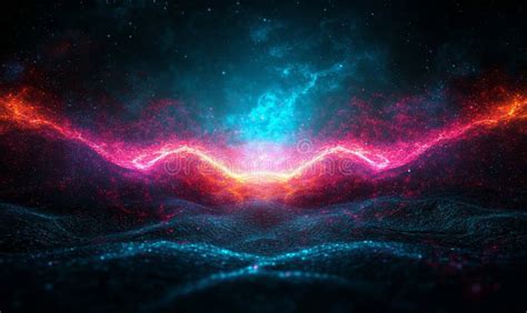 Interconnected Lines And Glowing Nodes Comprise The Abstract Digital Landscape Stock Image