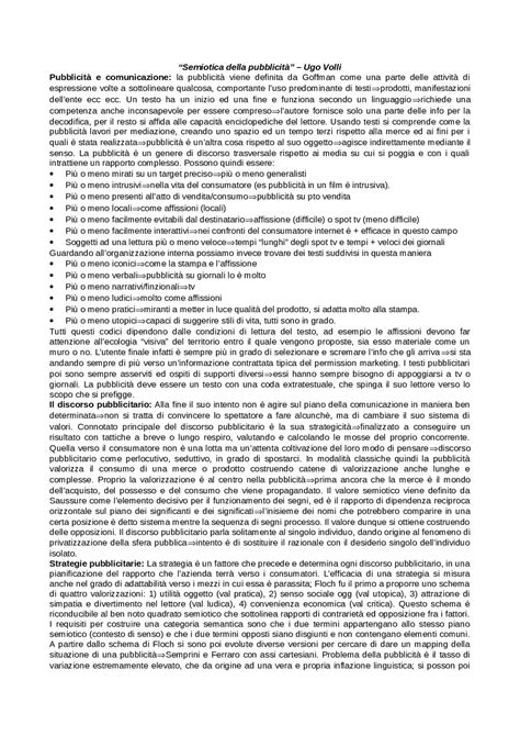 Riassunto Corso Semiotica Semiotica Della Pubblicità Marketing