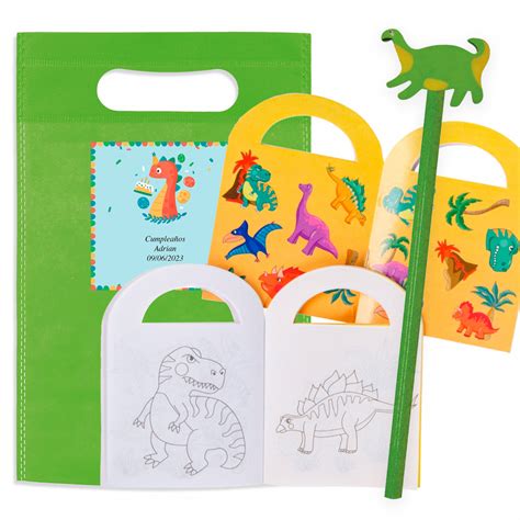 Libro Para Colorear Con Pegatinas Y Lápiz De Dinosaurio En Bolsa