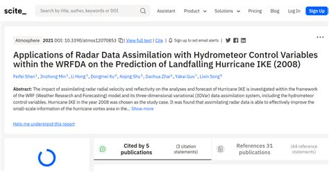 Citation Report Applications Of Radar Data Assimilation With Hydrometeor Control Variables