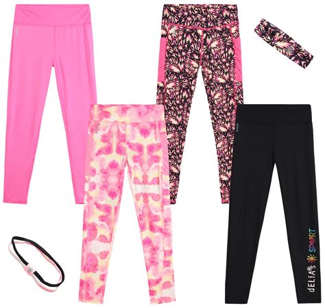 Delias Girls Athletic Leggings 4 Pack Activewear Leggings With