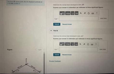 Solved The Force P Causes Point A To Be Displaced Vertically