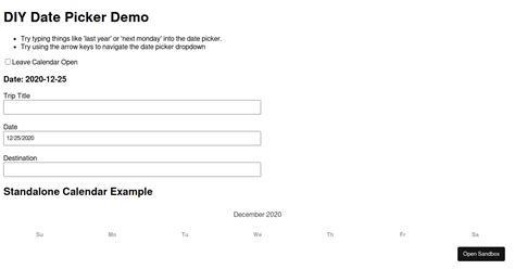 Custom Datepicker Codesandbox