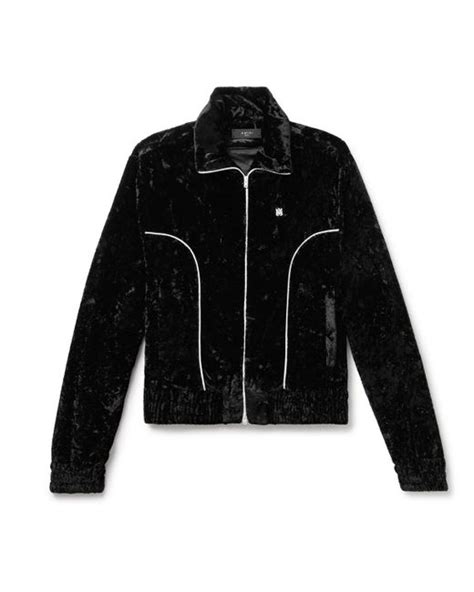 Amiri Logo Appliquéd Crushed Velvet Track Jacket In Black For Men Lyst