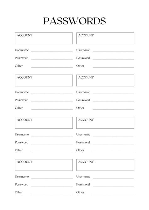 Passwort In 2025 Printable Password Log Daily Planner Pages Password Keeper Printable